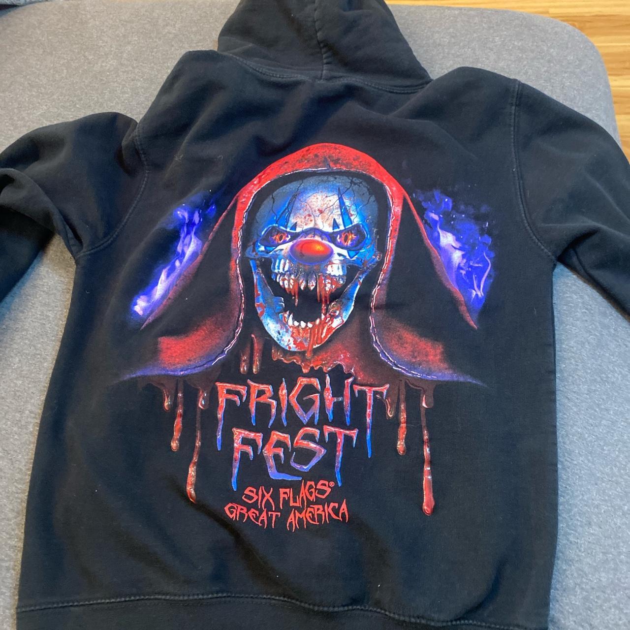 Six Flags Fright Fest Hoodie Sz S 20x23 Missing... - Depop