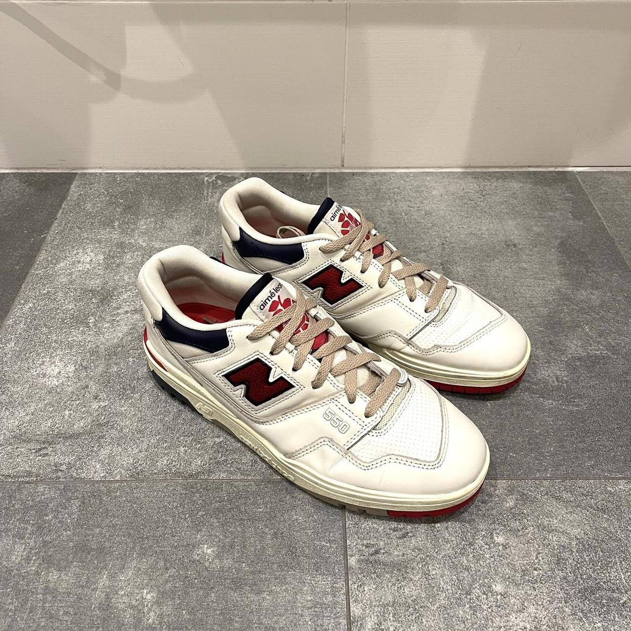 New Balance Men's White and Red Trainers | Depop