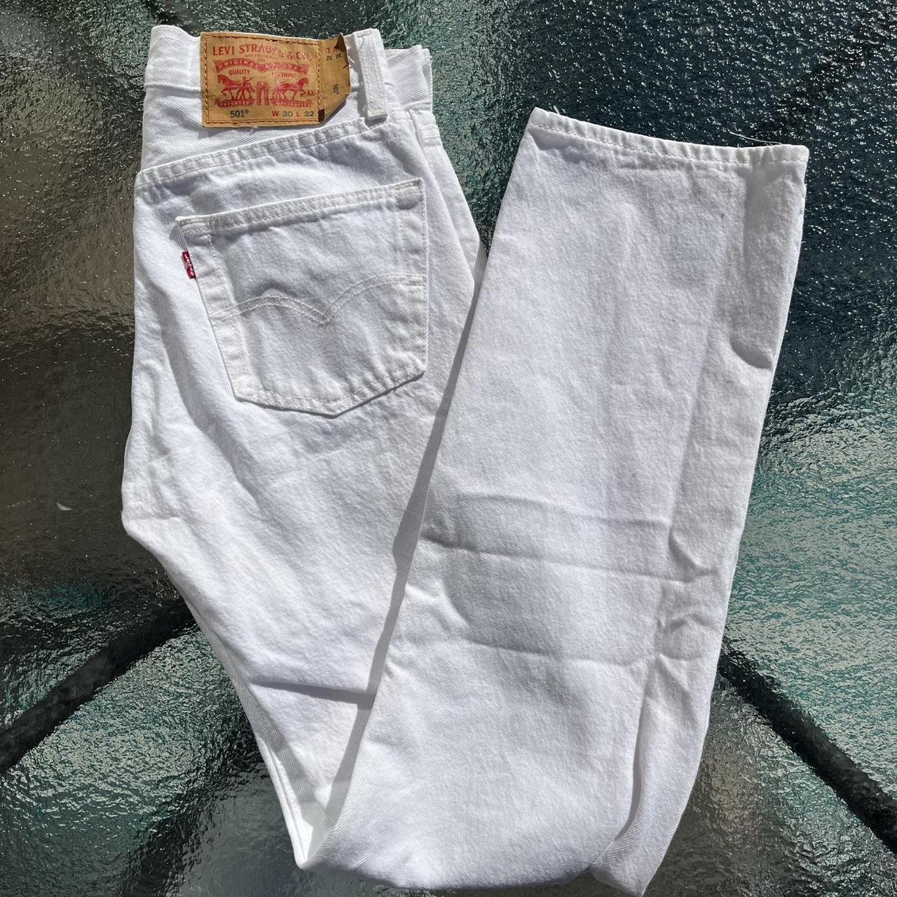 501 levi jeans White denim 30x32 #levi #denim - Depop