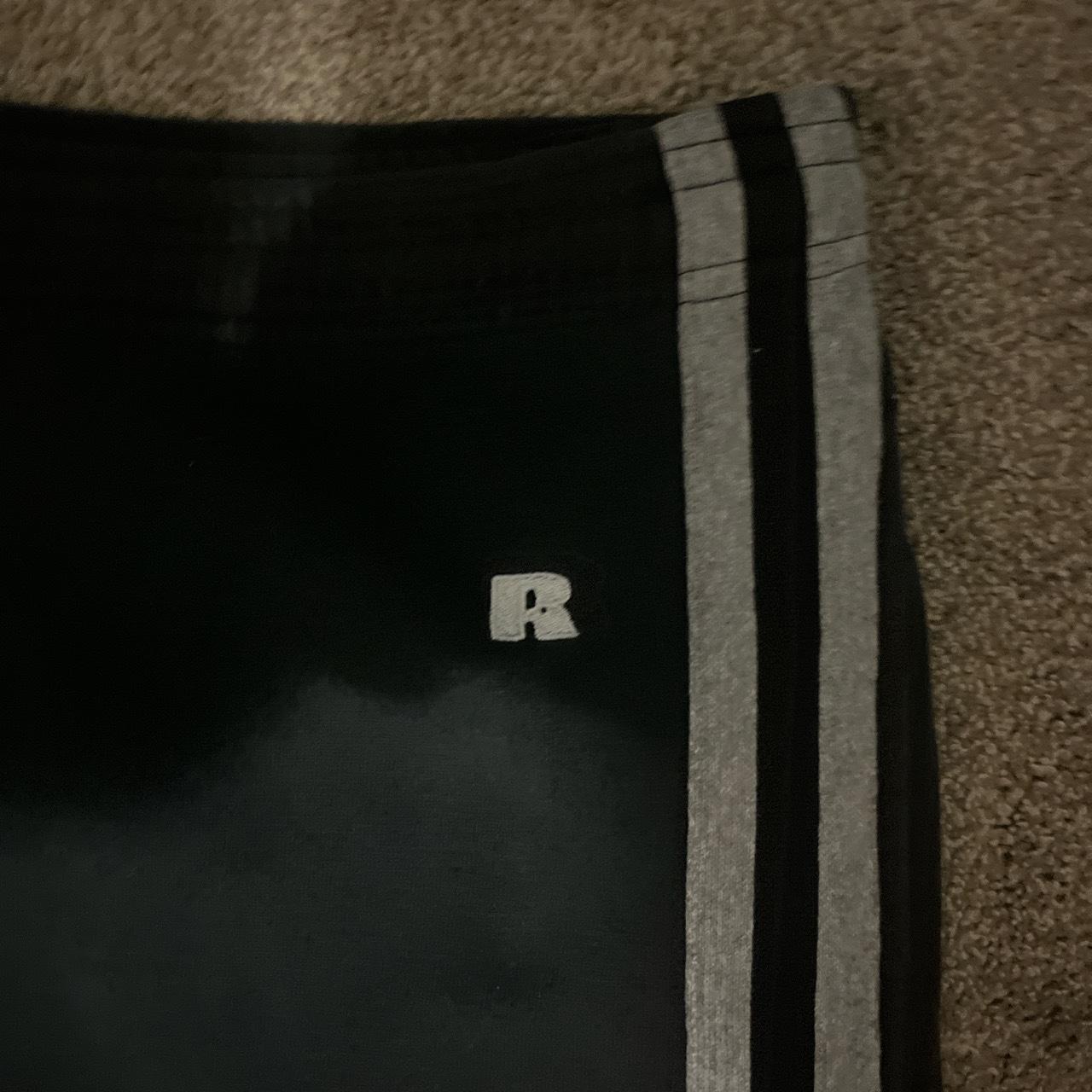 - vintage baggy russell athletic black with stripes... - Depop