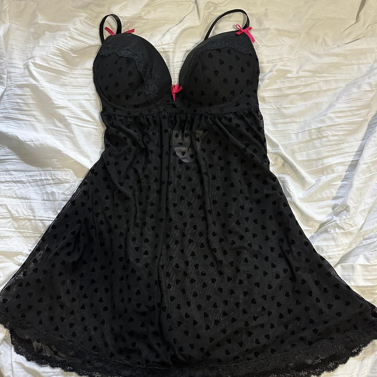 Victoria's Secret Women's Black And Pink Dress | Depop