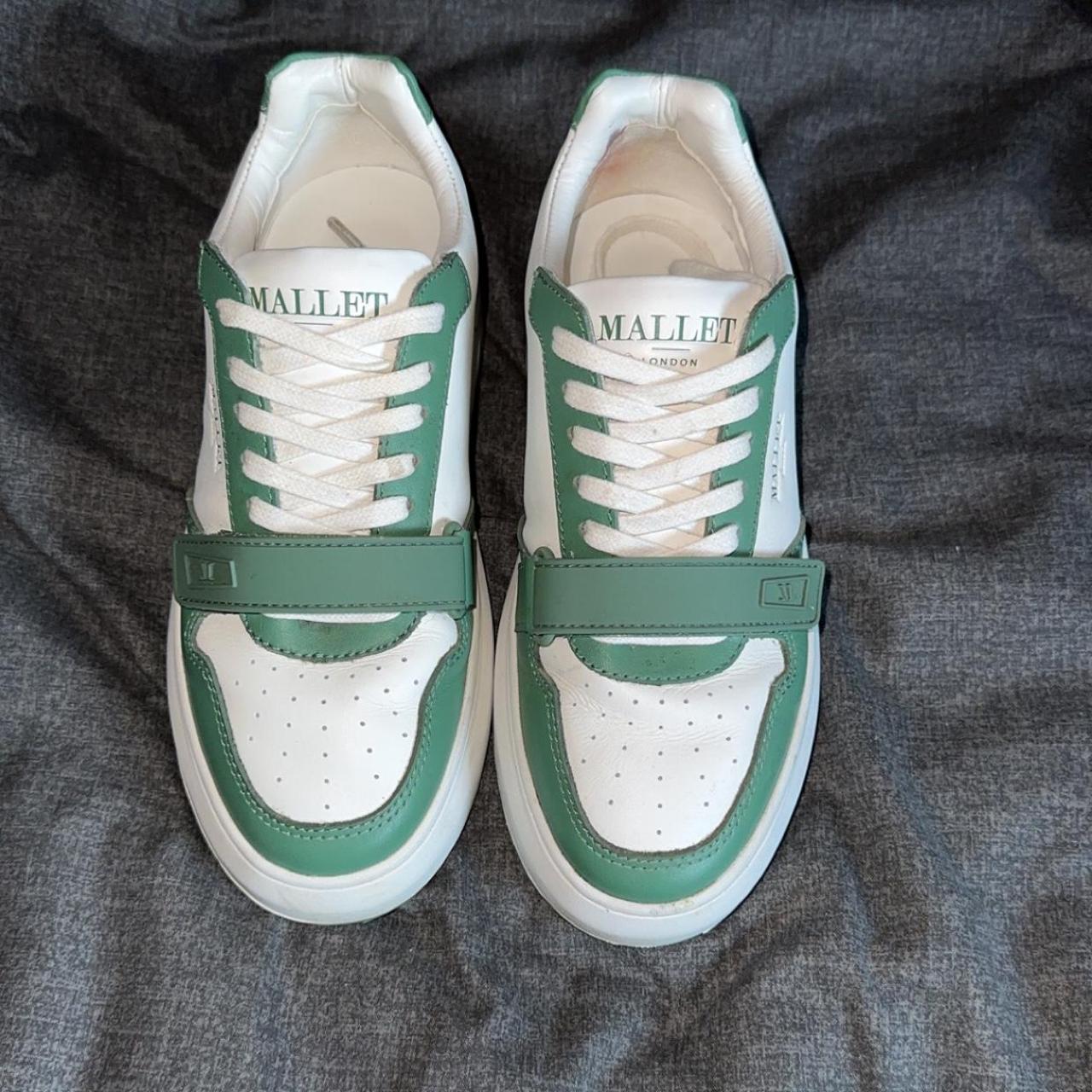 Mallet Women's White and Green Trainers | Depop