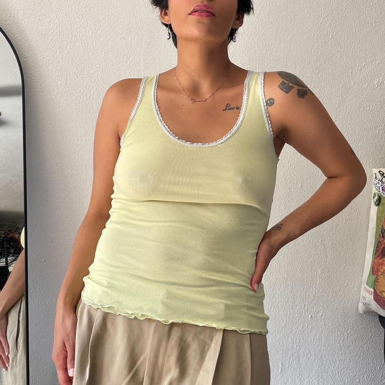 Pastel Yellow Tank. • Sheer. 🌼 Brand: No... - Depop