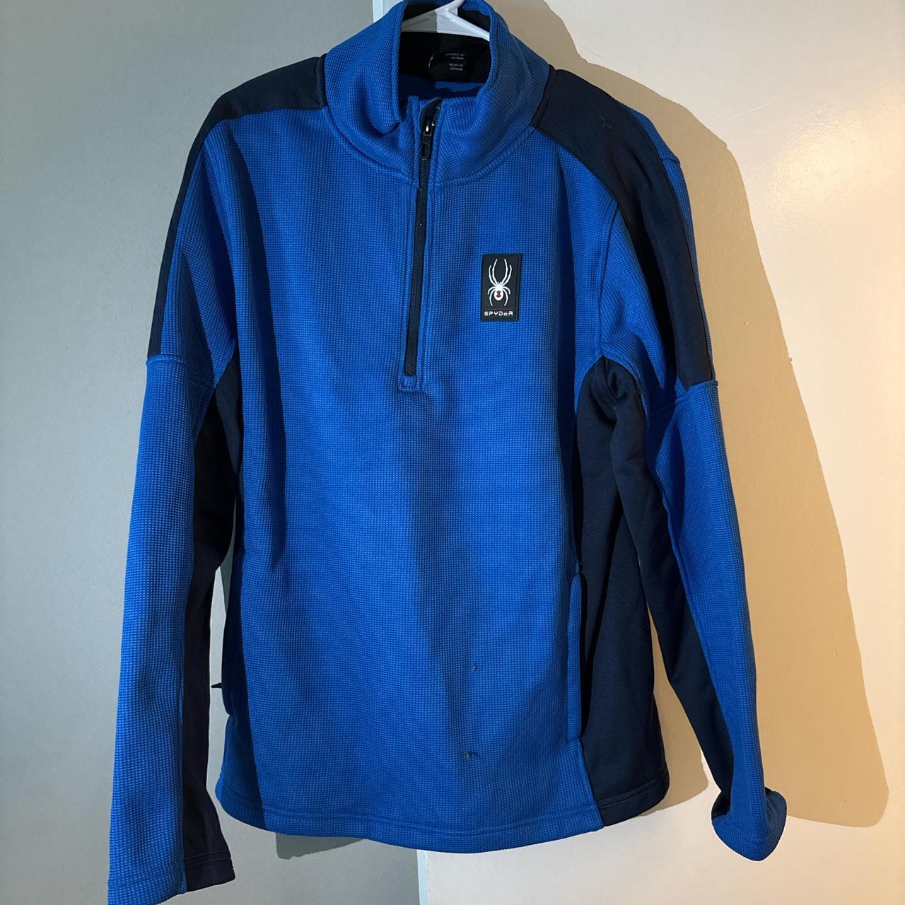 Blue and black Spyder quarter zip fleece #man #blue... | Depop