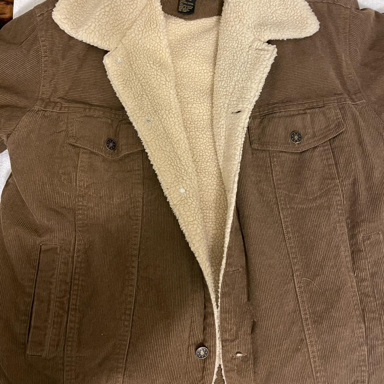 Brown corduroy fuzzy jacket - perfect for winter,... - Depop