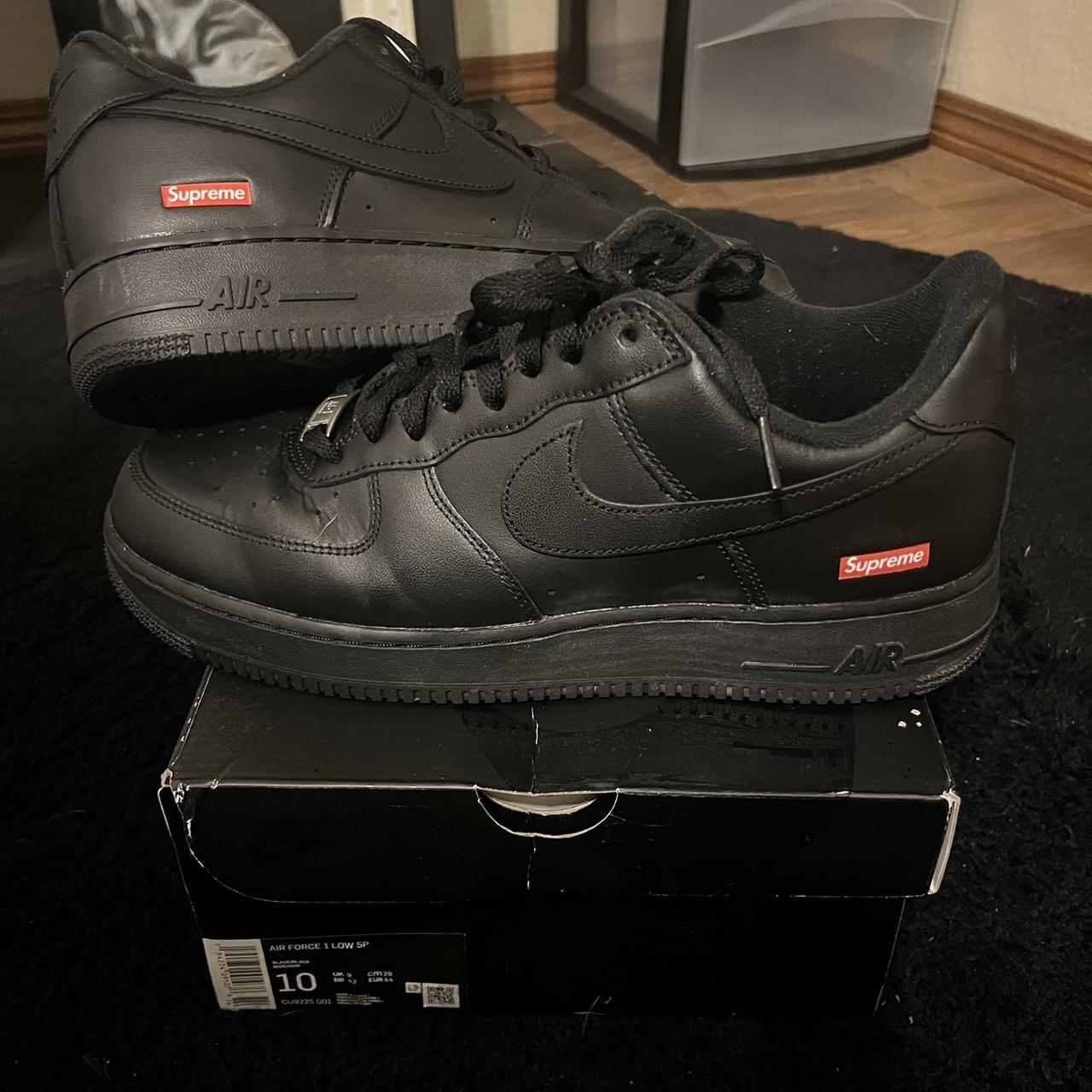 black supreme Air Force ones! mid condition comes... - Depop