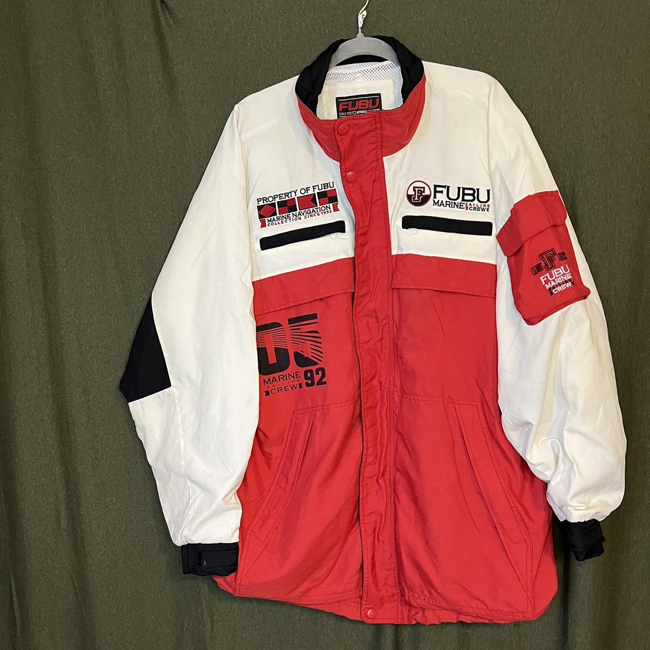 FUBU Men's White and Red Jacket | Depop