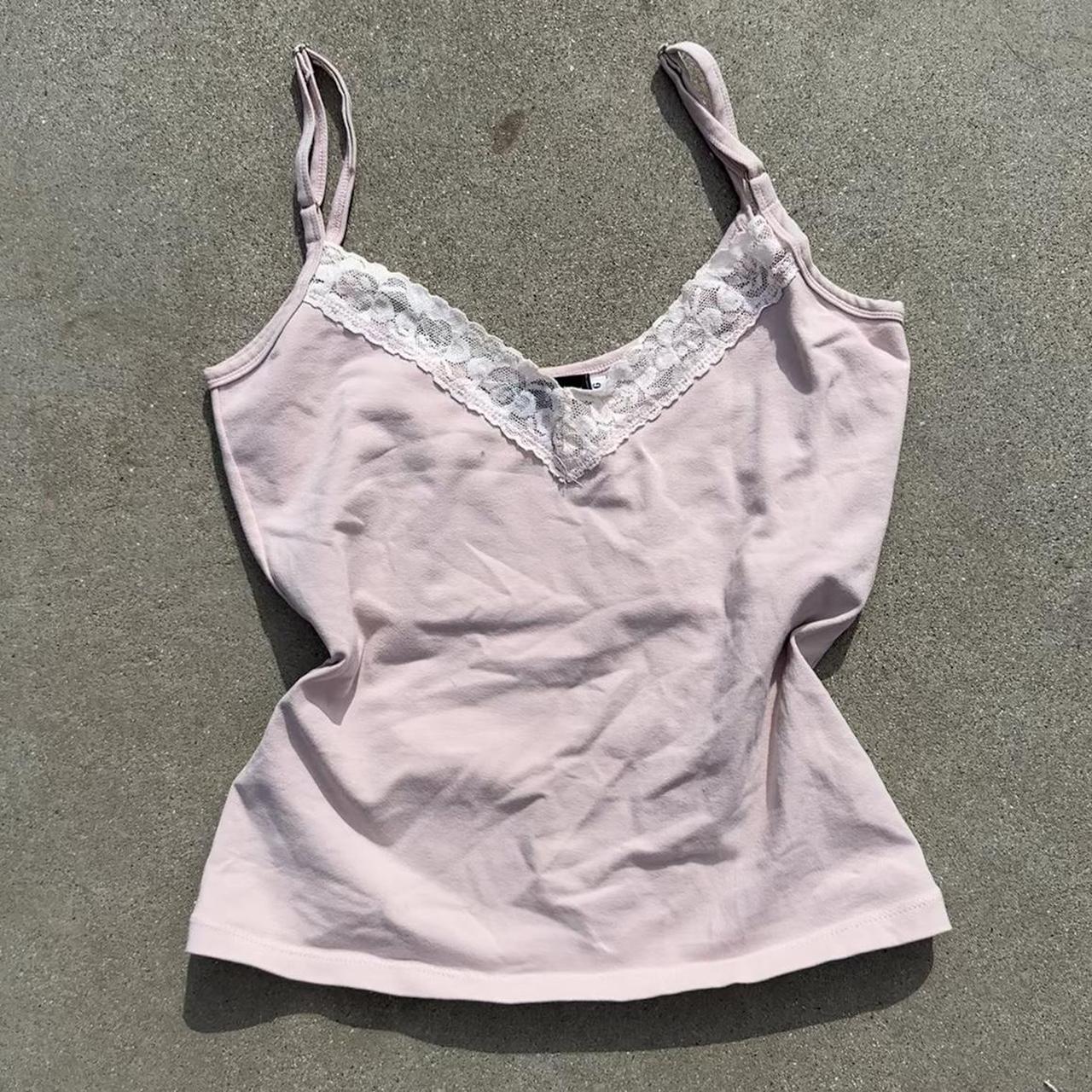 Lace Light Pink Tank Top / Cami super cute lace... - Depop