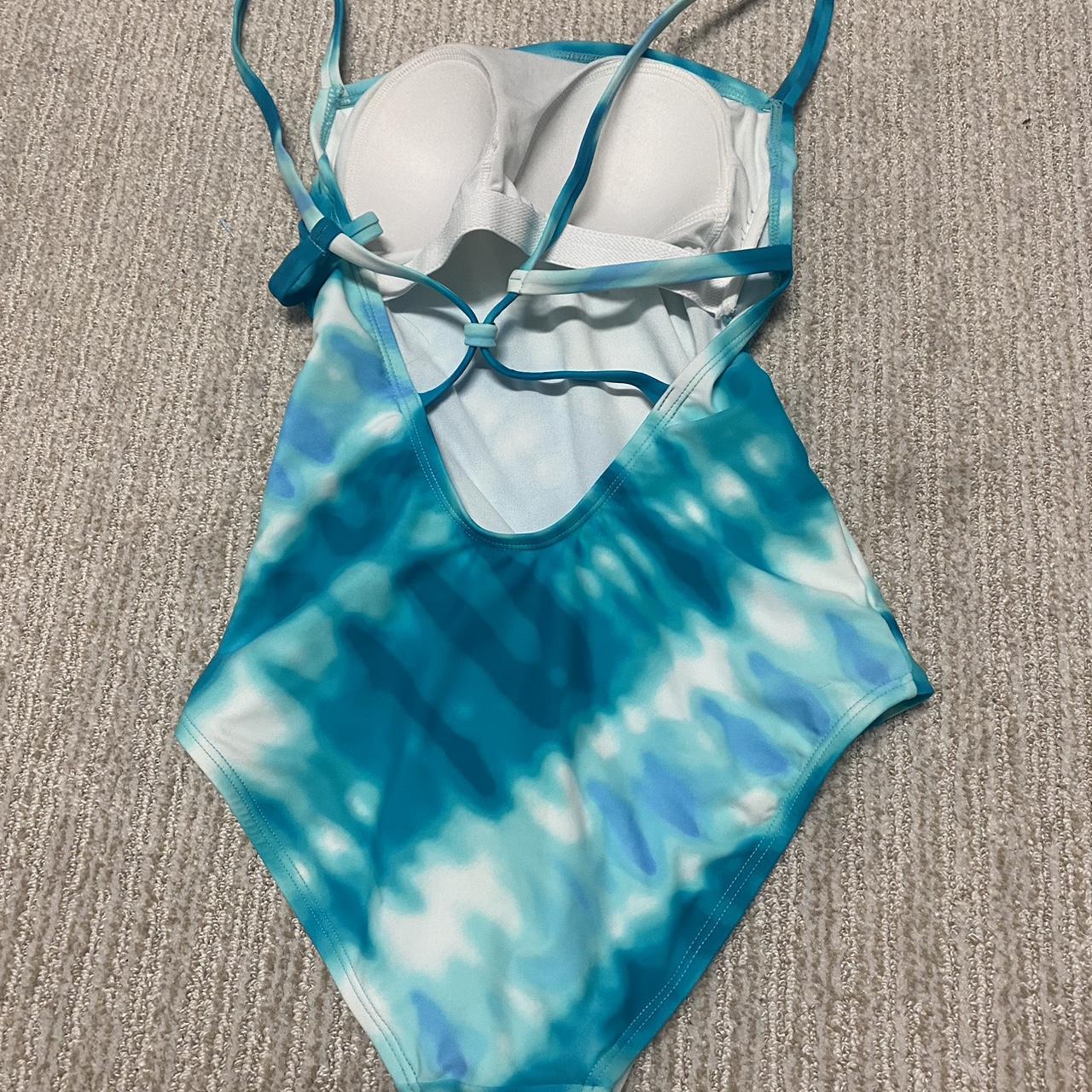 One piece swim suit Light and dark blue... - Depop
