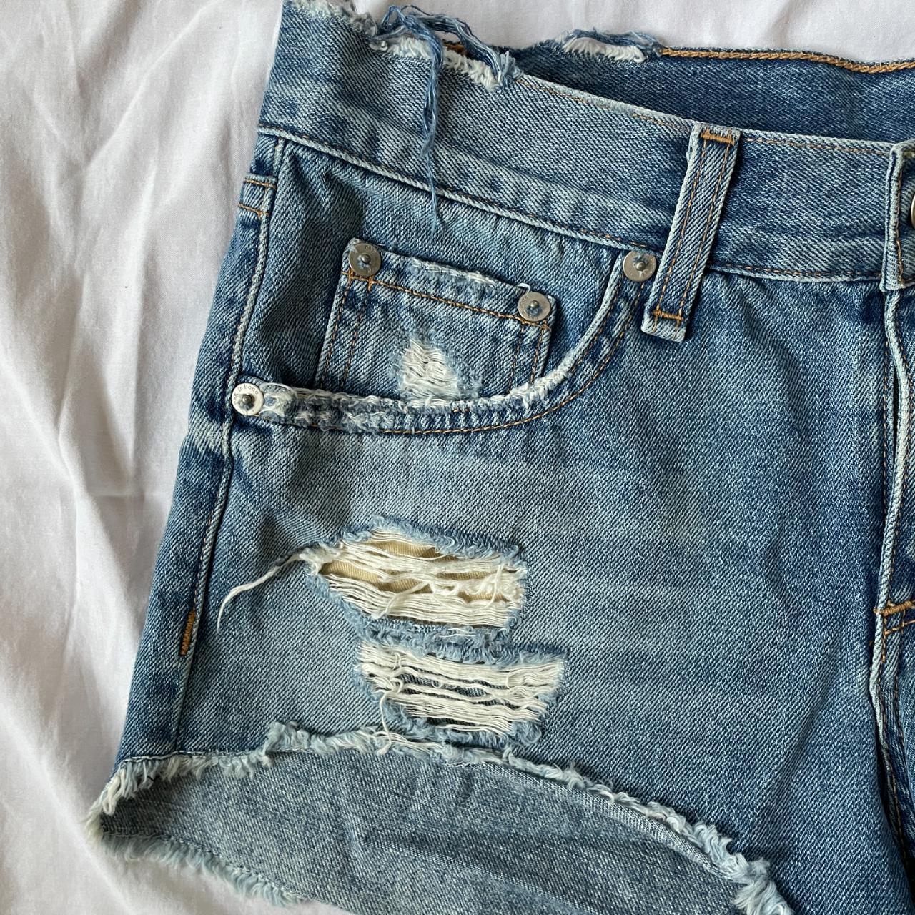 Rag & Bone Women's Blue and Navy Shorts | Depop