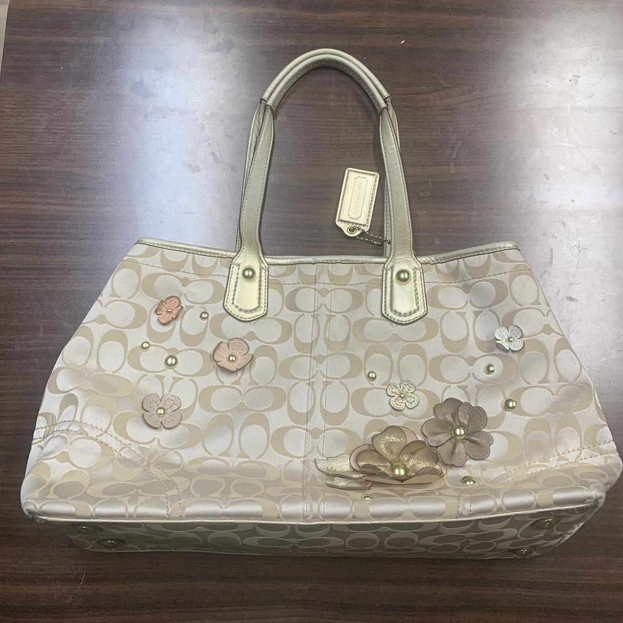 -Coach Gold Purse -cute flower detail -perfect for... - Depop