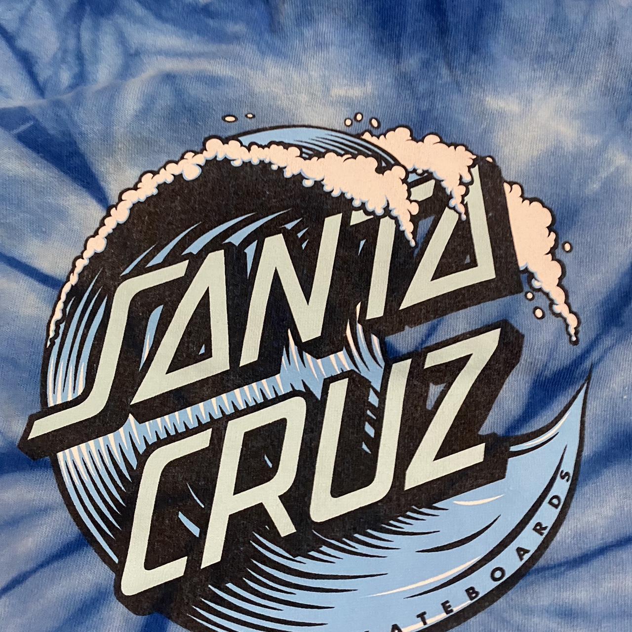santa cruz blue tie dye wave shirt only worn once... - Depop