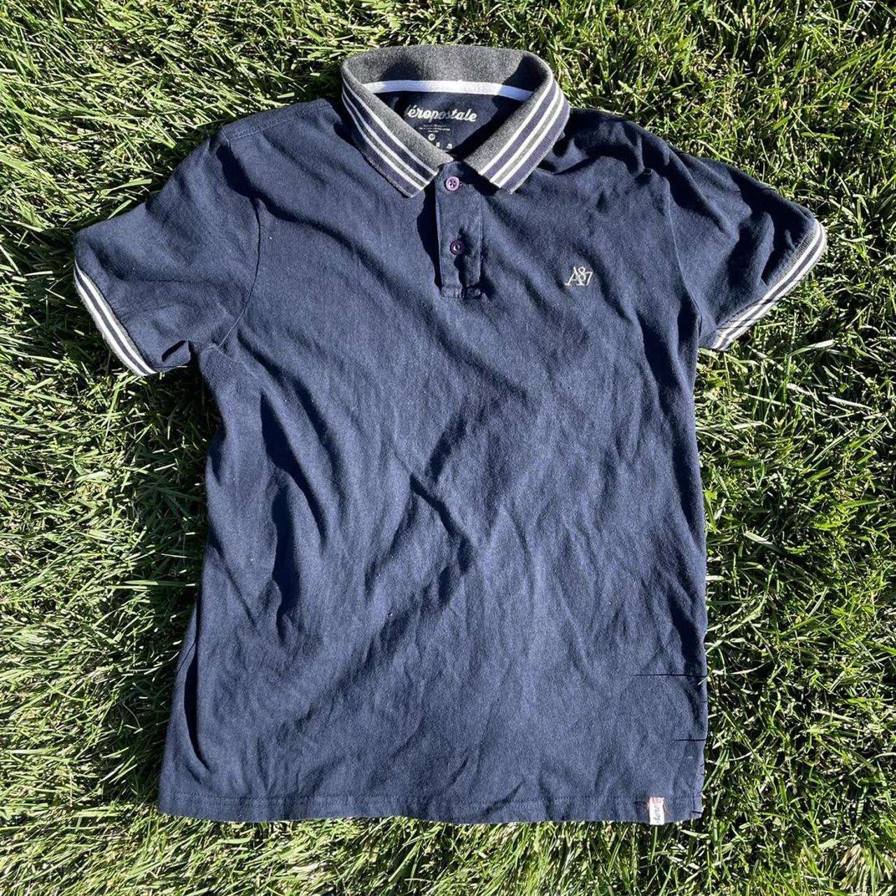 Blue Striped A87 polo ~~~~~~ Casual polo, great... - Depop