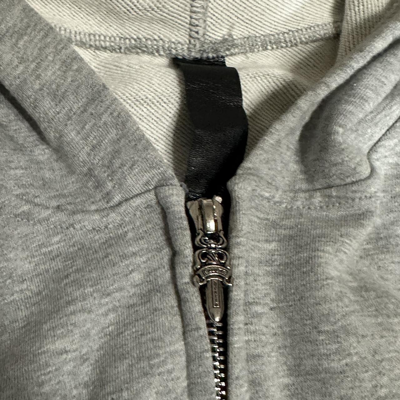CHROME HEARTS TRIPLE CROSS LEATHER STITCH GRAY ZIP... - Depop