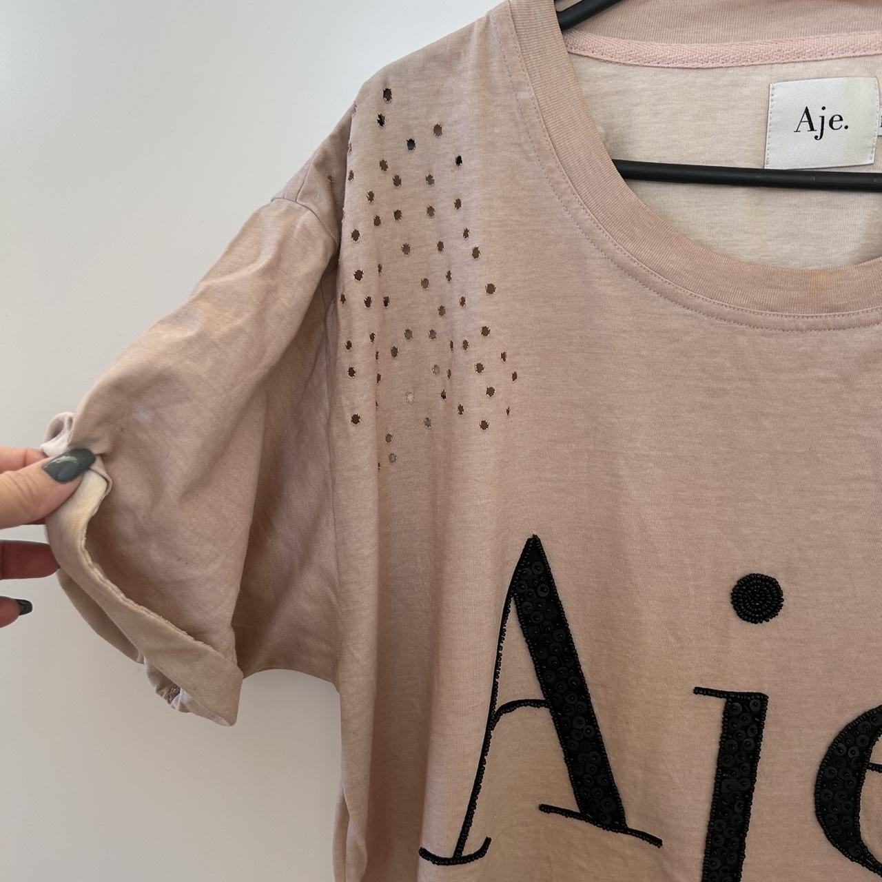 Aje sequinned dusty pink boxy tee. Size M (10-12).... - Depop