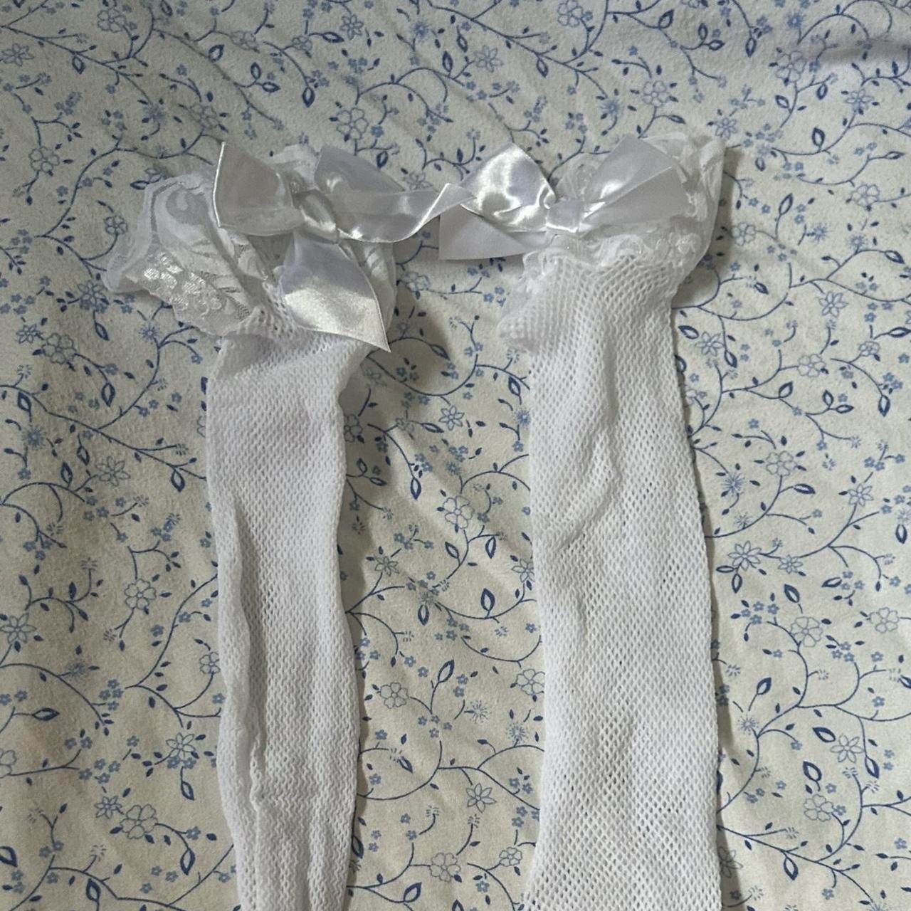 Women's White Hosiery-tights | Depop
