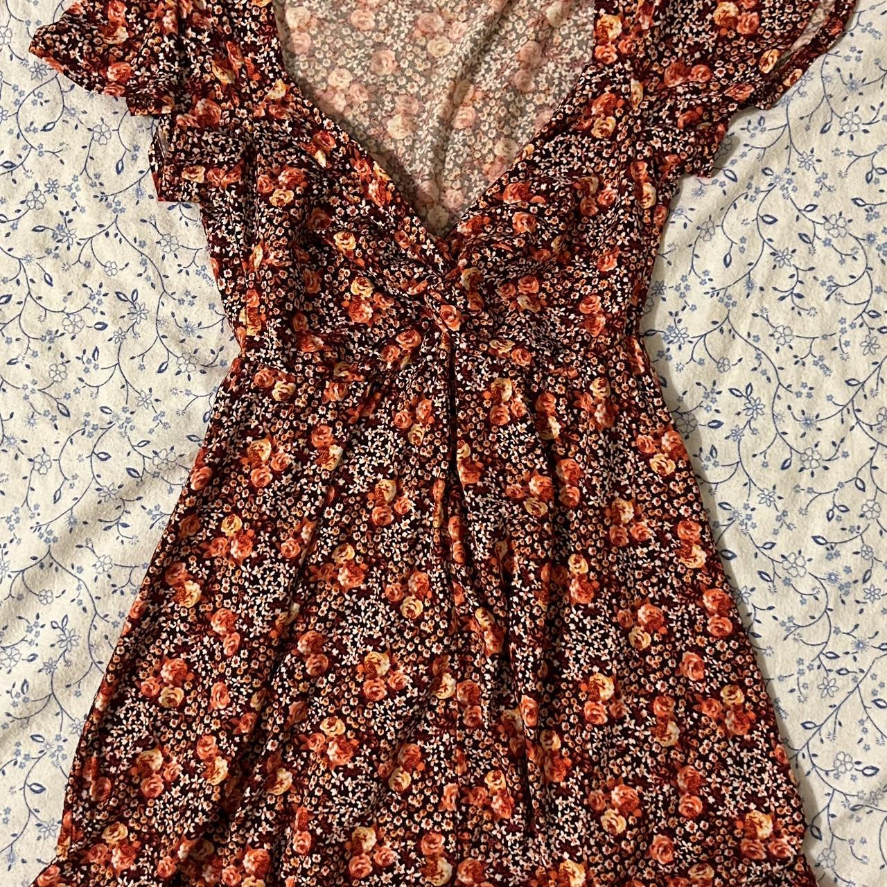 Cottage core Red Rose Floral Plunge Neck Jumper -... - Depop