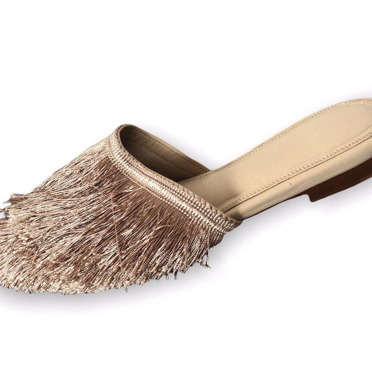 Designer Zyne Fringe Mules Slip On Leather Shoes 41... - Depop