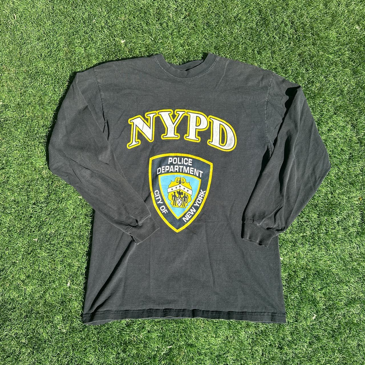 NYPD black long sleeve size large nice vintage... - Depop