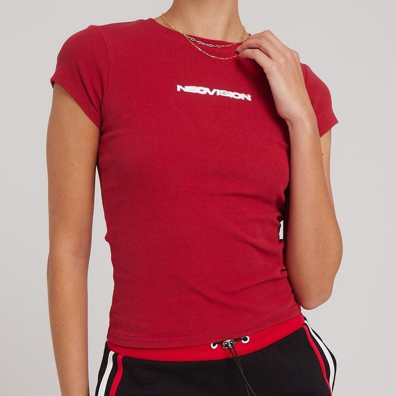 Neovision red and white baby tee Brand new - never worn - Depop