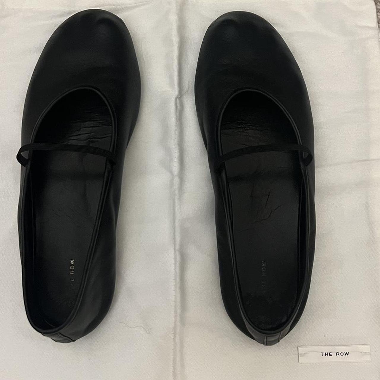 The Row Leather Ballet Flats Black, worn >5... - Depop
