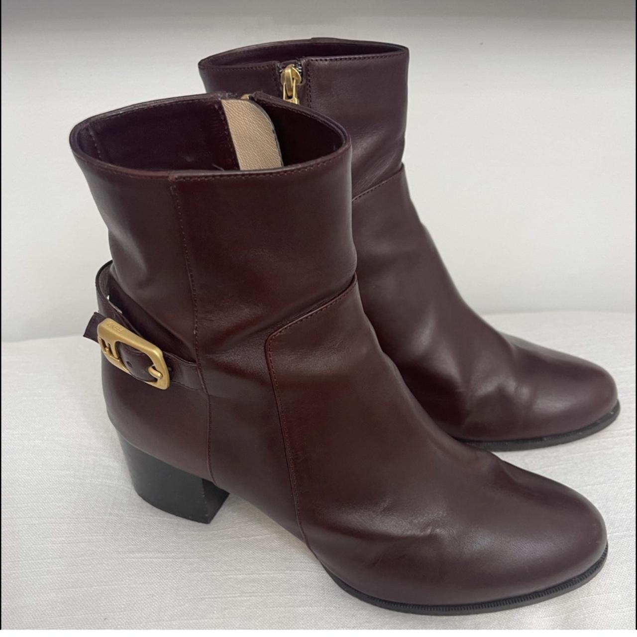 Vintage Fendi dark burgundy leather booties Real... - Depop
