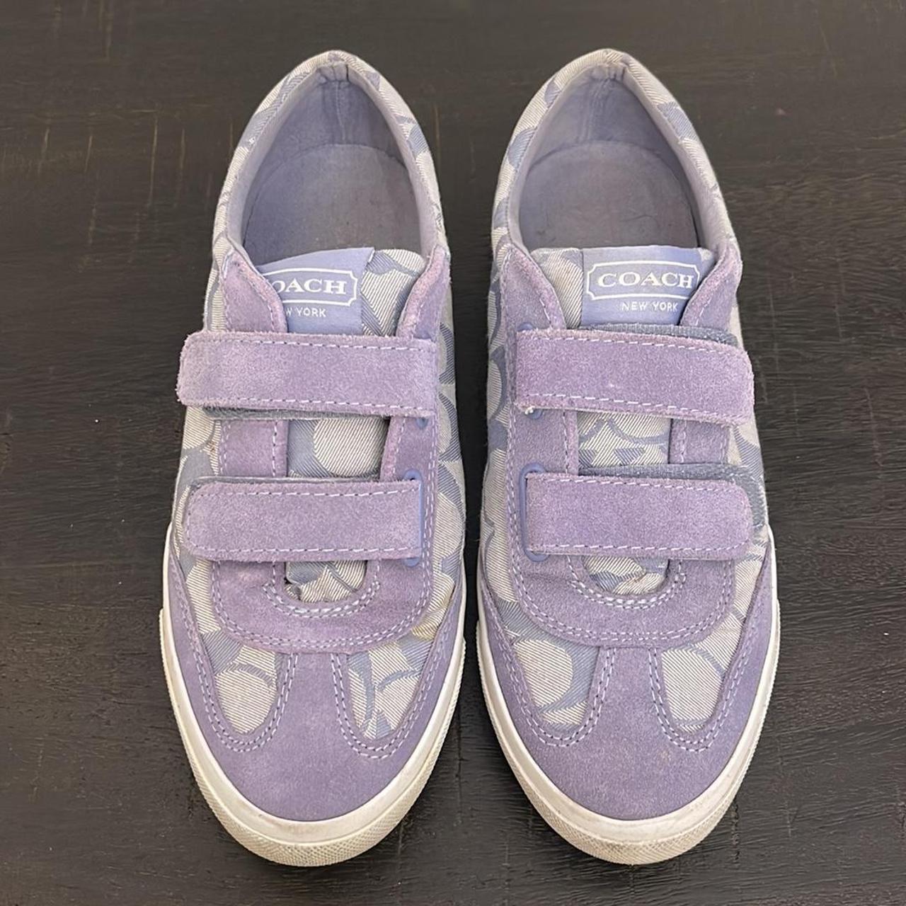Coach priya suede and canvas Velcro sneakers.Great... - Depop