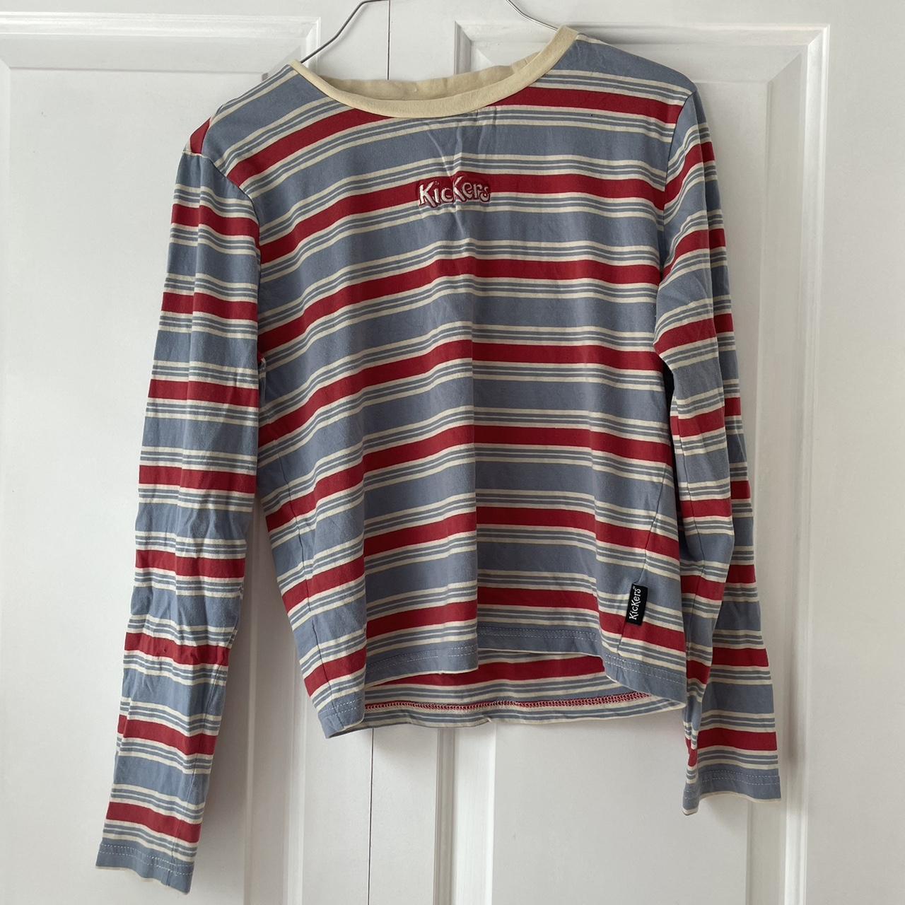 Kickers long sleeved stripey top. Size M but a bit... - Depop