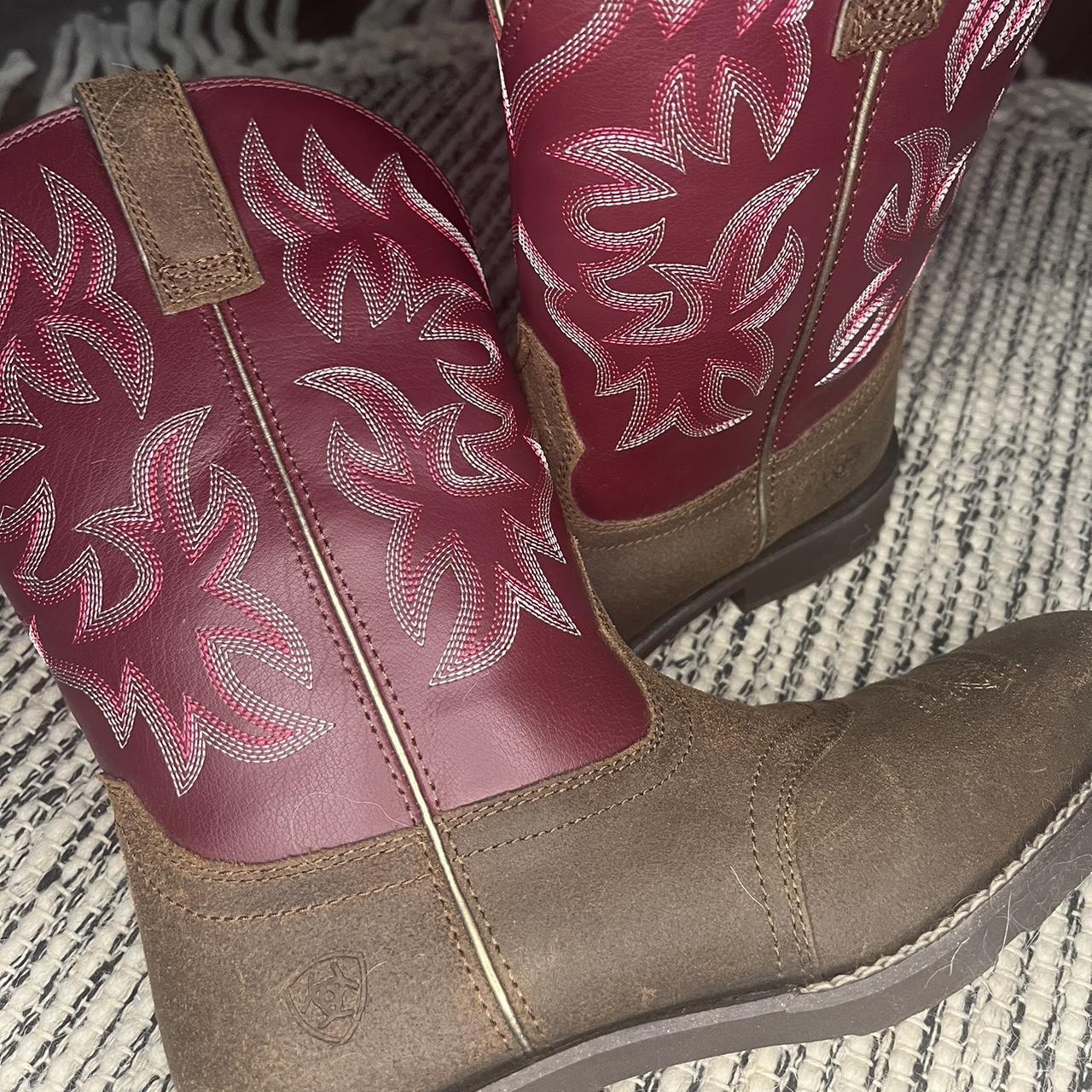 Ariat Women's Pink and Brown Boots | Depop