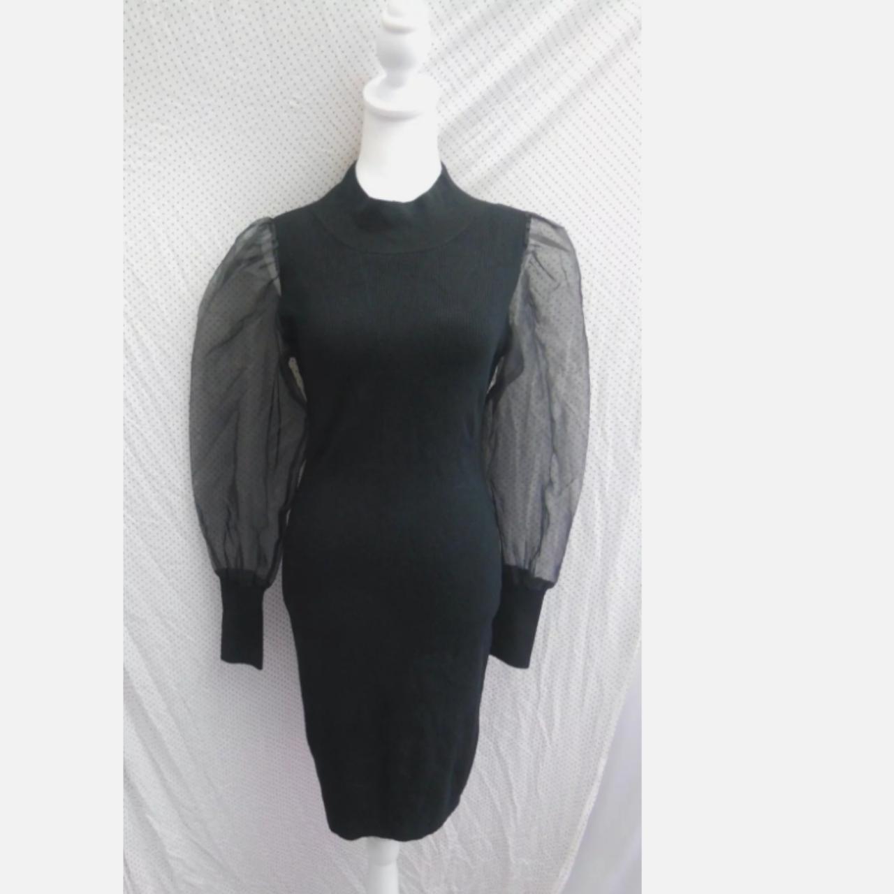 NEW FRENCH CONNECTION Black KRISTA Organza Sleeve... - Depop