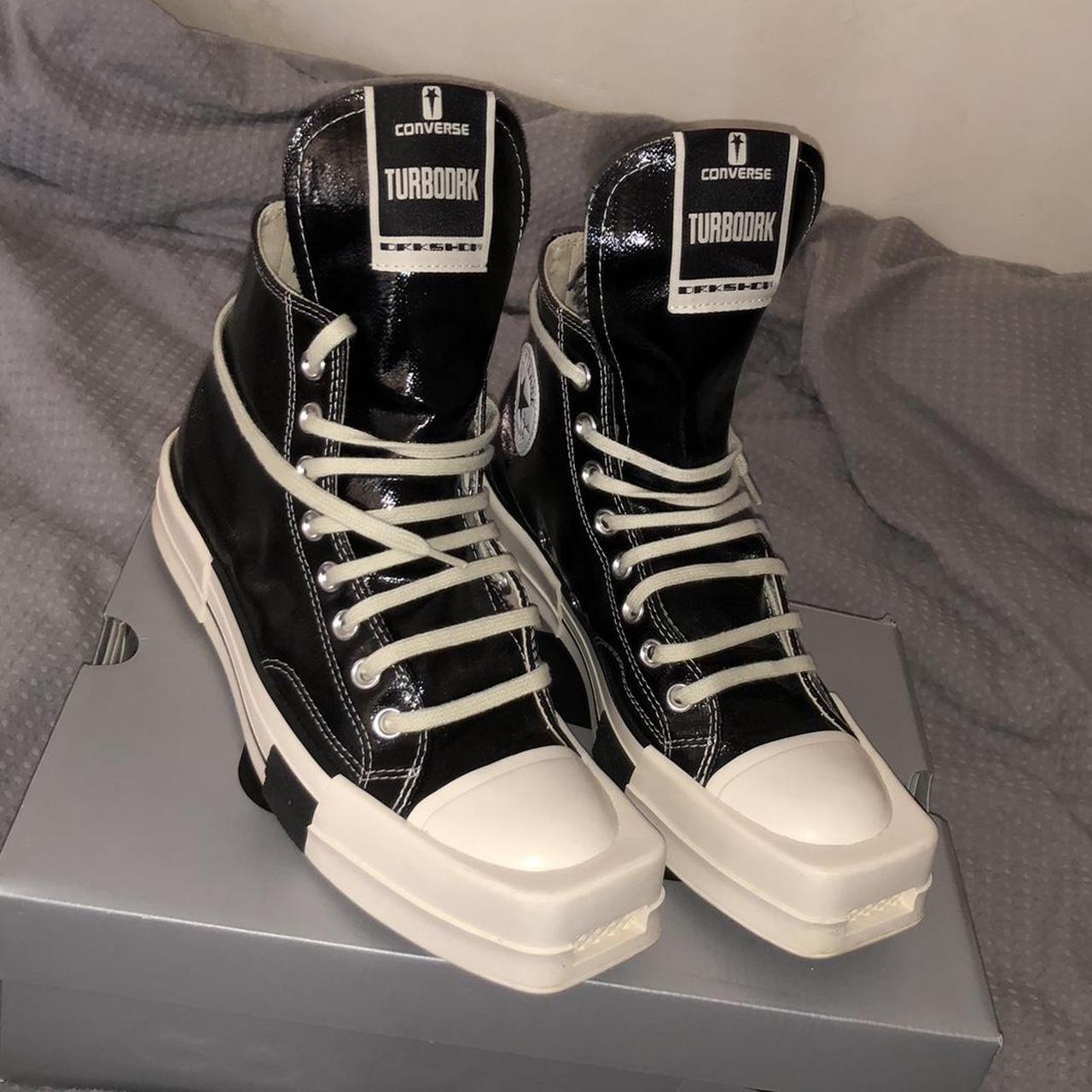 Rick Owens x Converse collab Square toe box shiny... - Depop