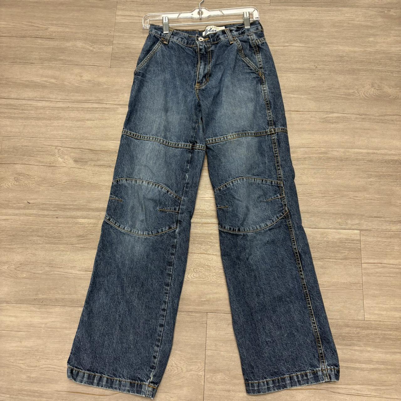 Express blue denim wide leg jeans with cargo pockets... - Depop
