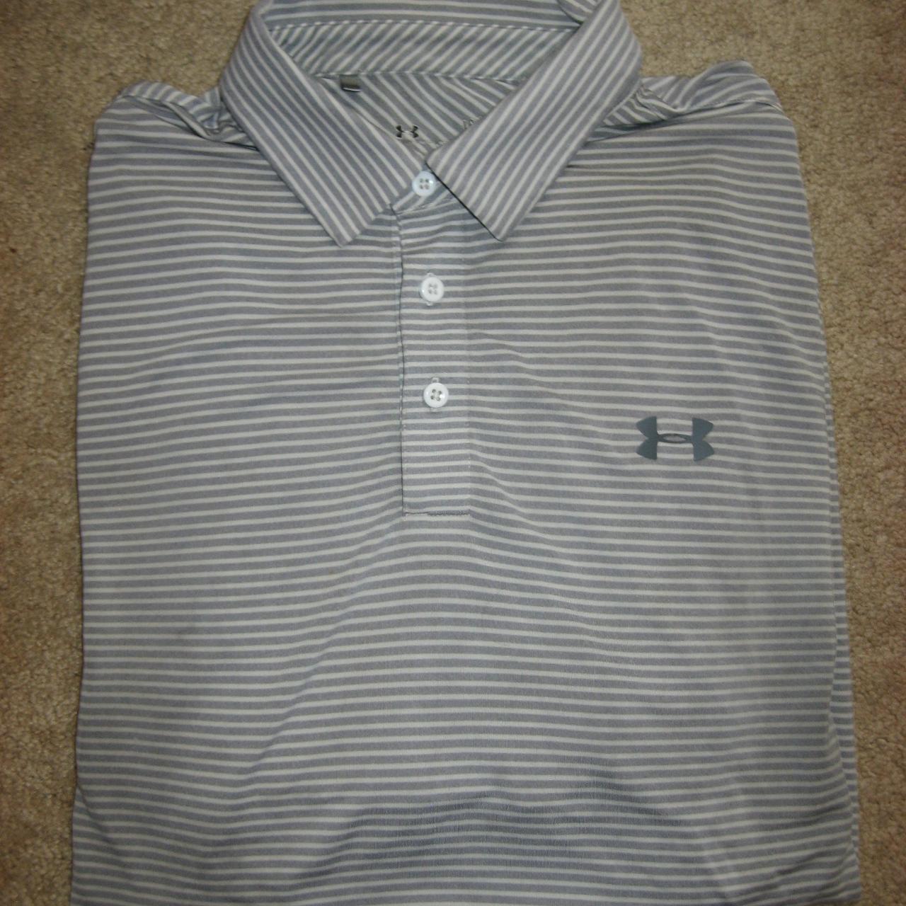 This Mens Gray Striped UNDER ARMOUR Loose Heatgear... - Depop