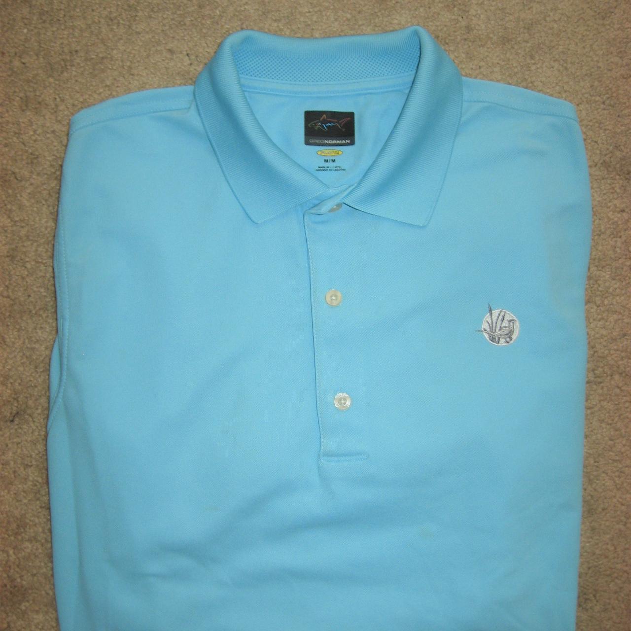 This Mens NWOT Aqua GREG NORMAN GOLF PlayDry Poly... - Depop