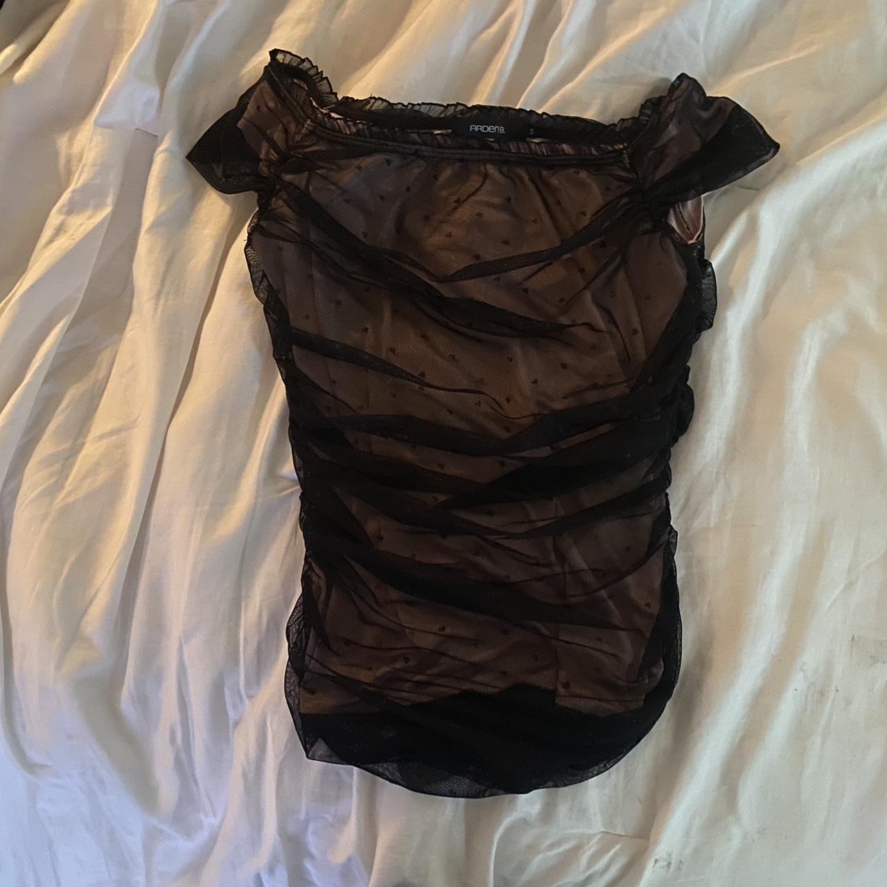 adorable sheer top with pink lining and embroidered... - Depop