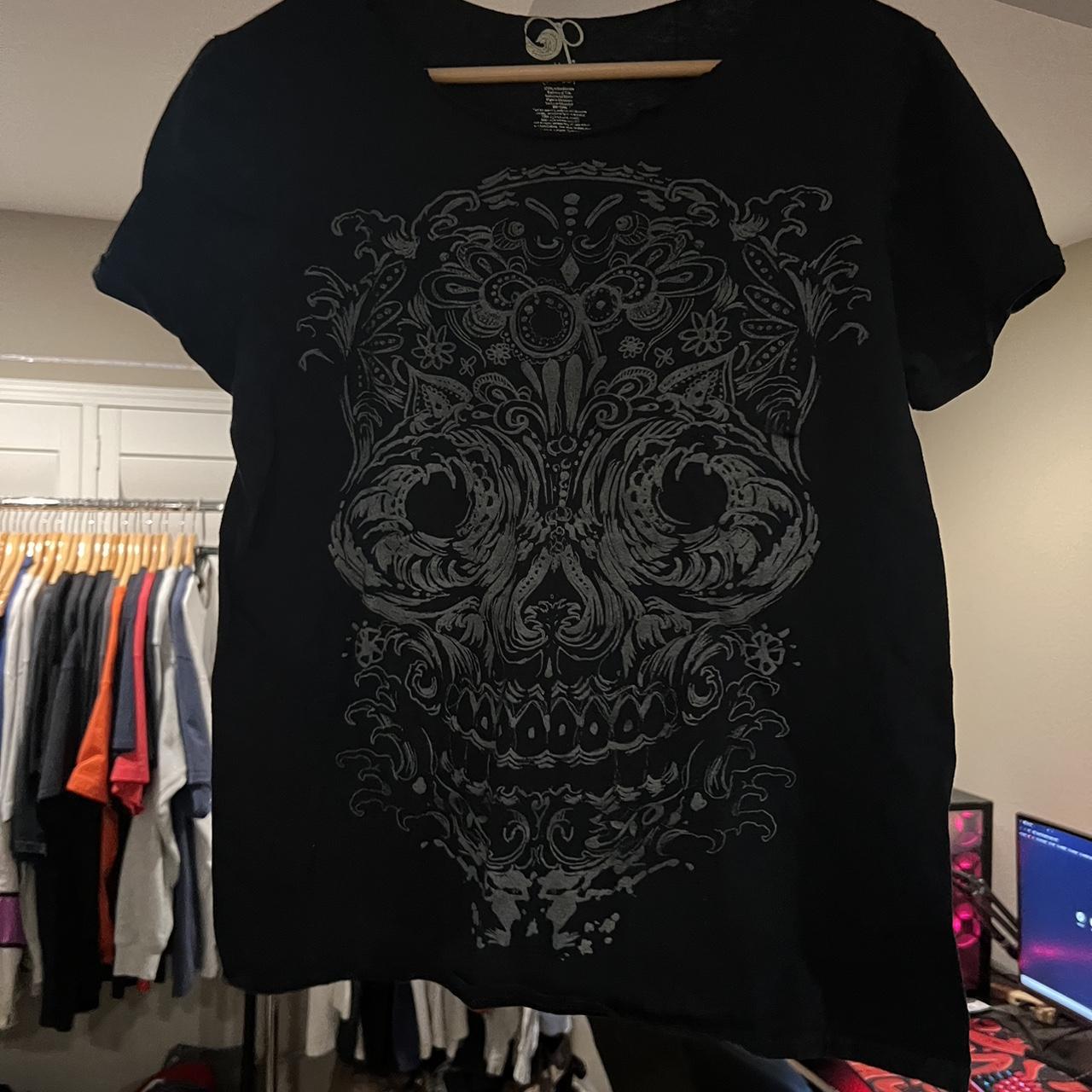 HELLA GAS GIRLS Y2K GOTH SKULL SHIRT GREAT... - Depop