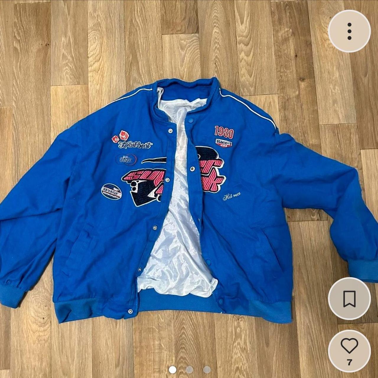 Y2K Racing Jacket - Blue Size M - Depop