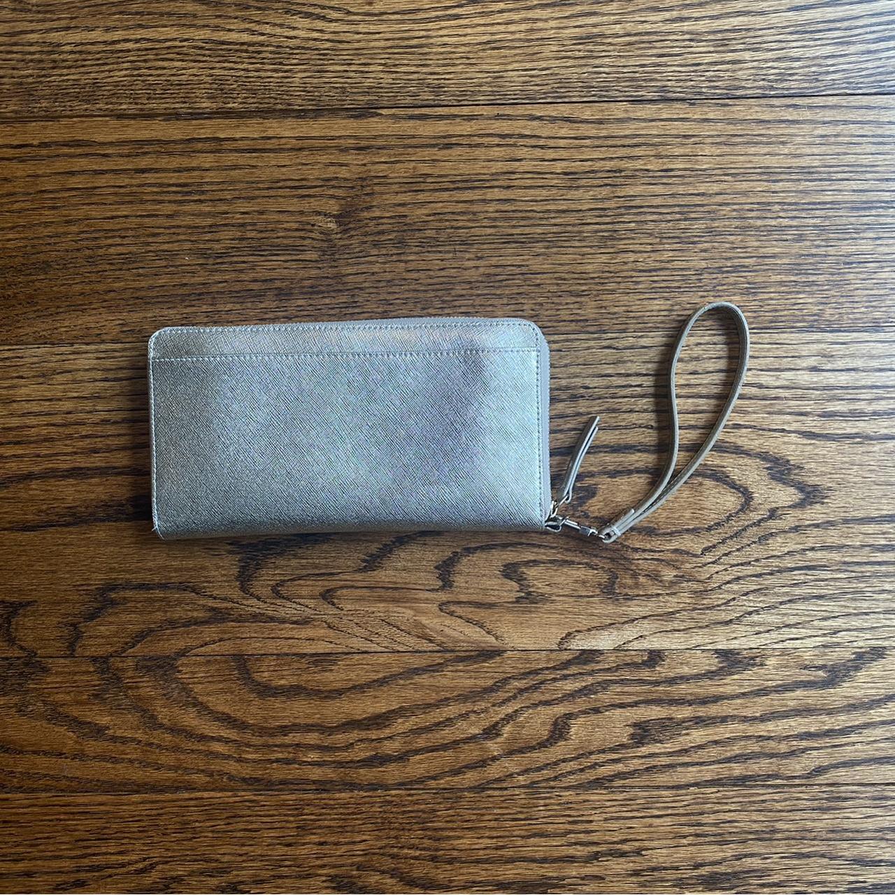 Halogen wristlet wallet. Shiny metalic silver print... - Depop