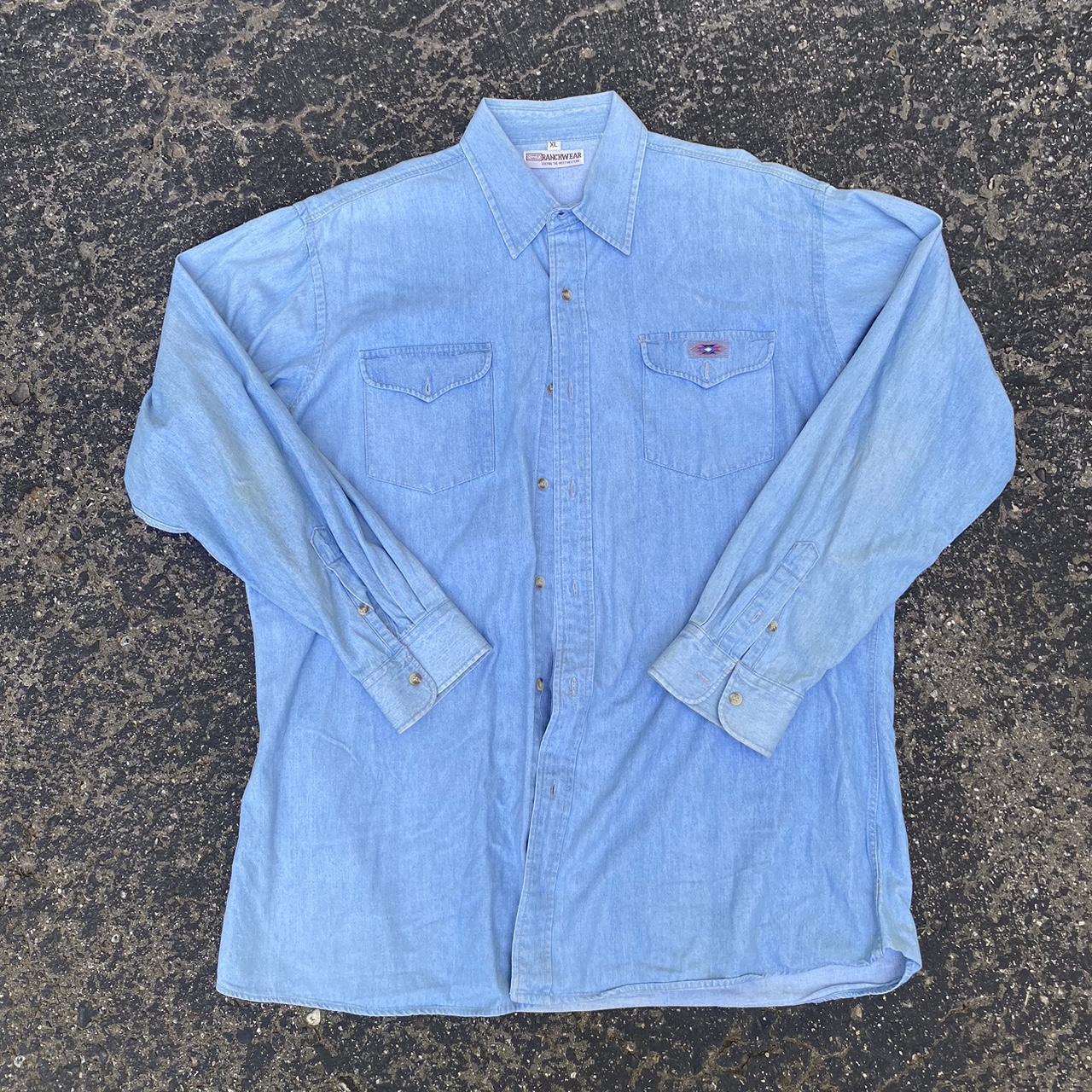 Vintage Western Ranch Denim Button Front Corral West... - Depop