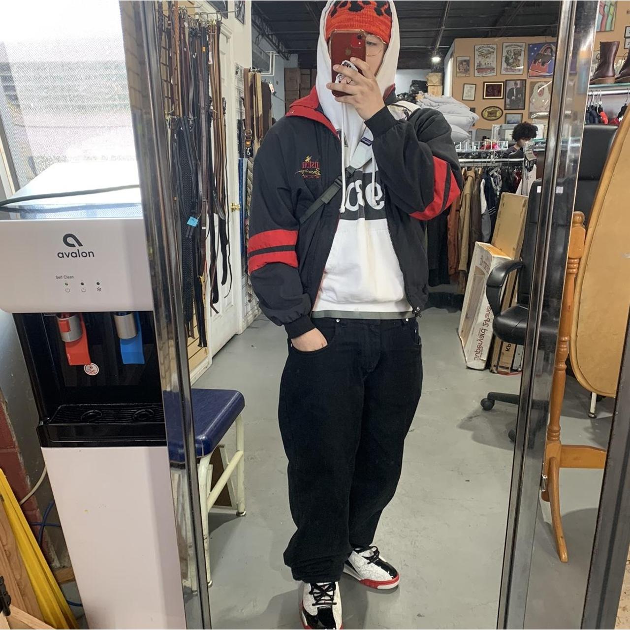 Winston Men's Black and Red Jacket | Depop