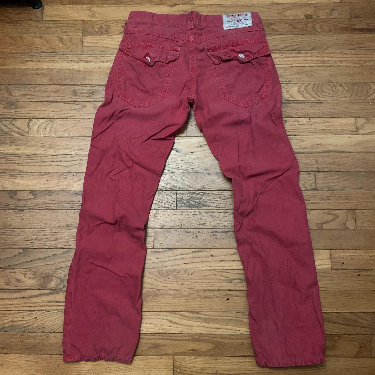 Red true religion pants size 33. Y2k style jeans all... - Depop