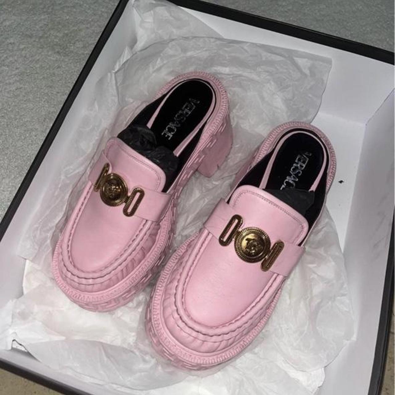 Versace Women's Pink Loafers | Depop