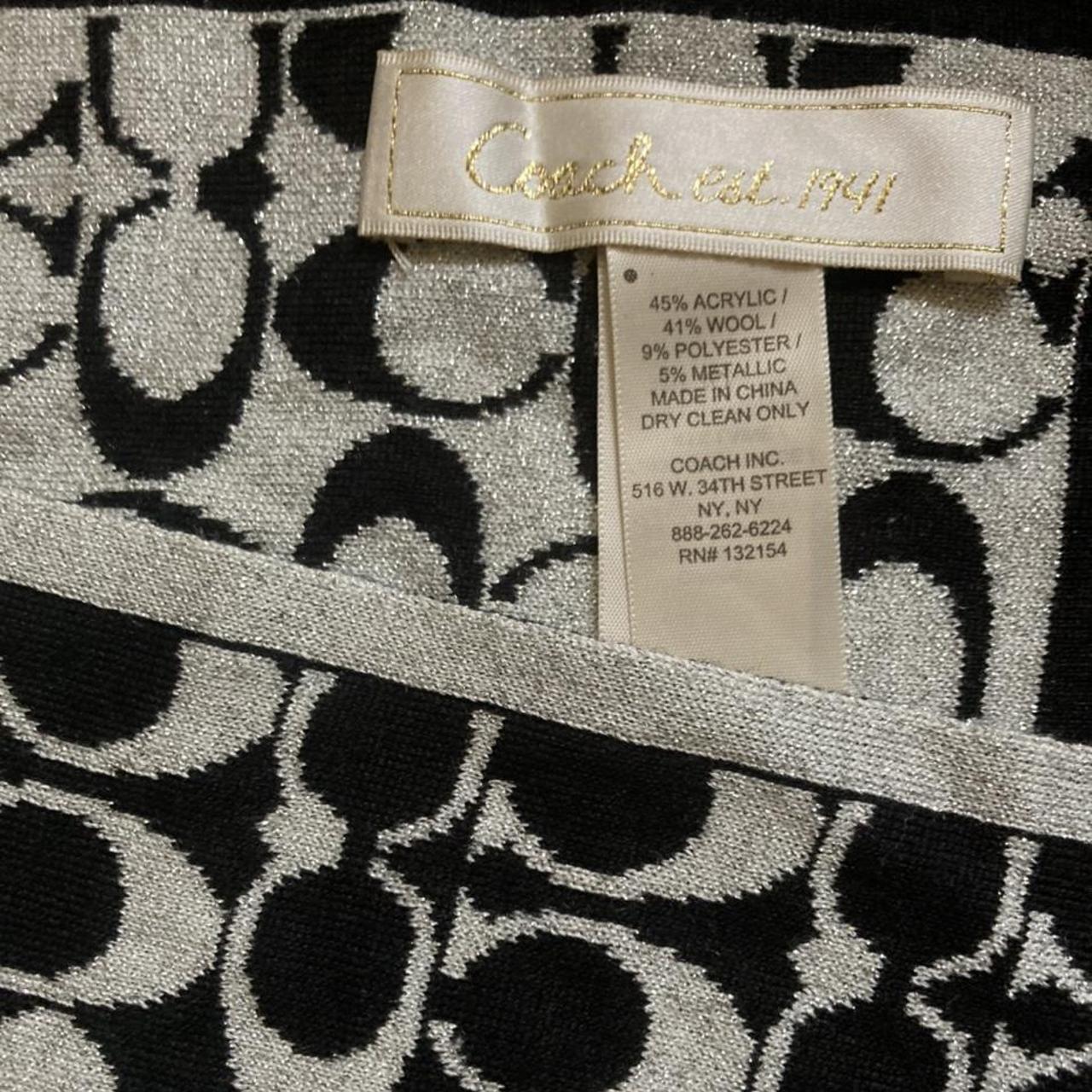 Coach Scarf 🧣 Sparkling Silver & Black Authentic.... - Depop