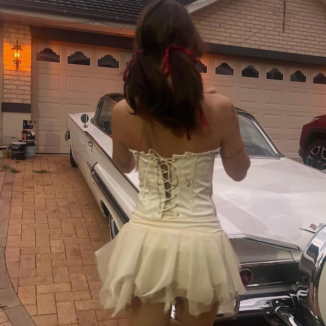 ⋆ ˚｡⋆୨୧˚Ivory Tiny Treasures Mini Skort⋆... - Depop