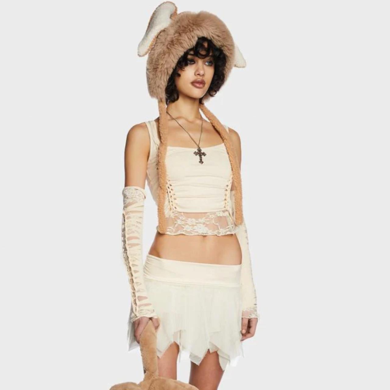 ⋆ ˚｡⋆୨୧˚Ivory Tiny Treasures Mini Skort⋆... - Depop