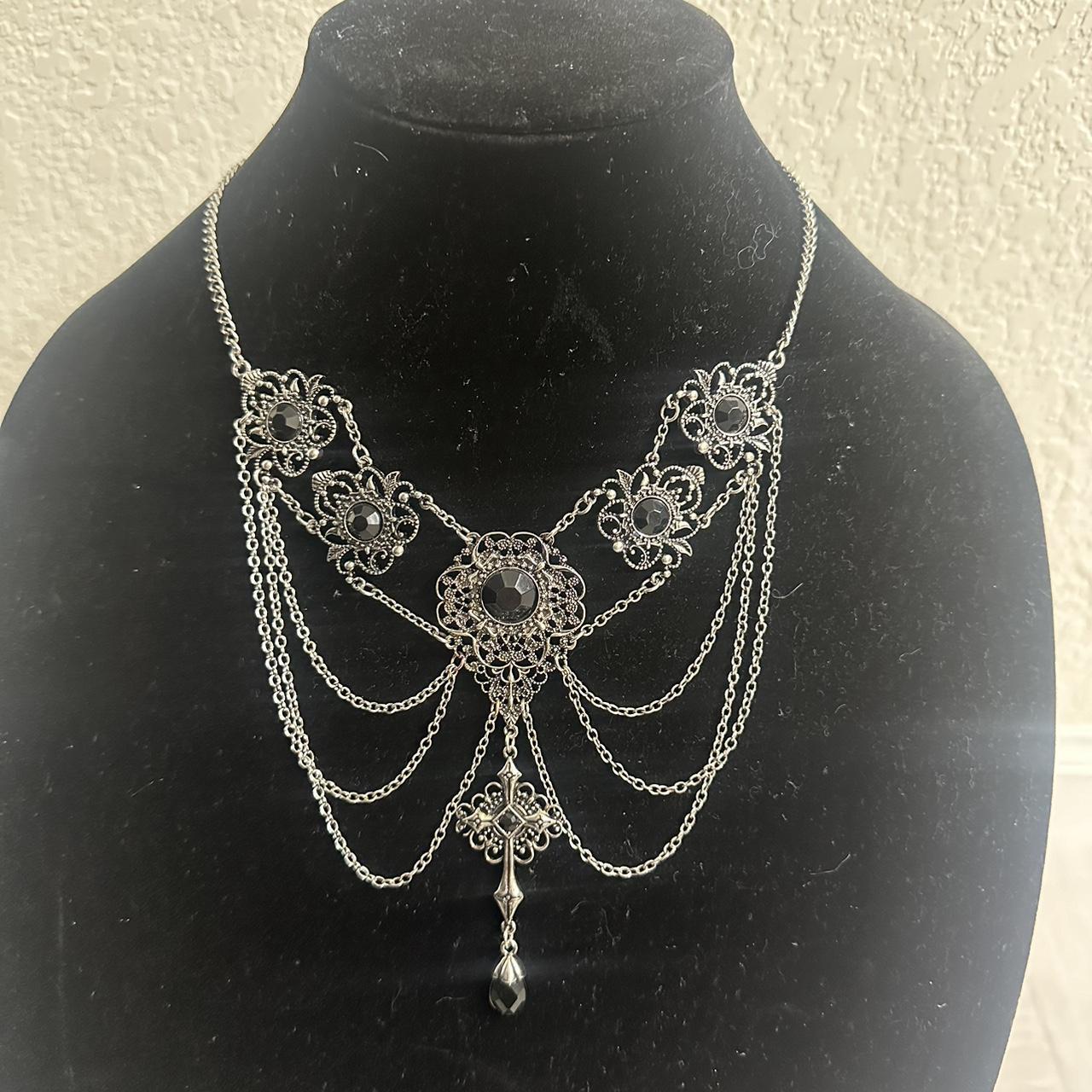 Black and silver gothic necklace - Depop