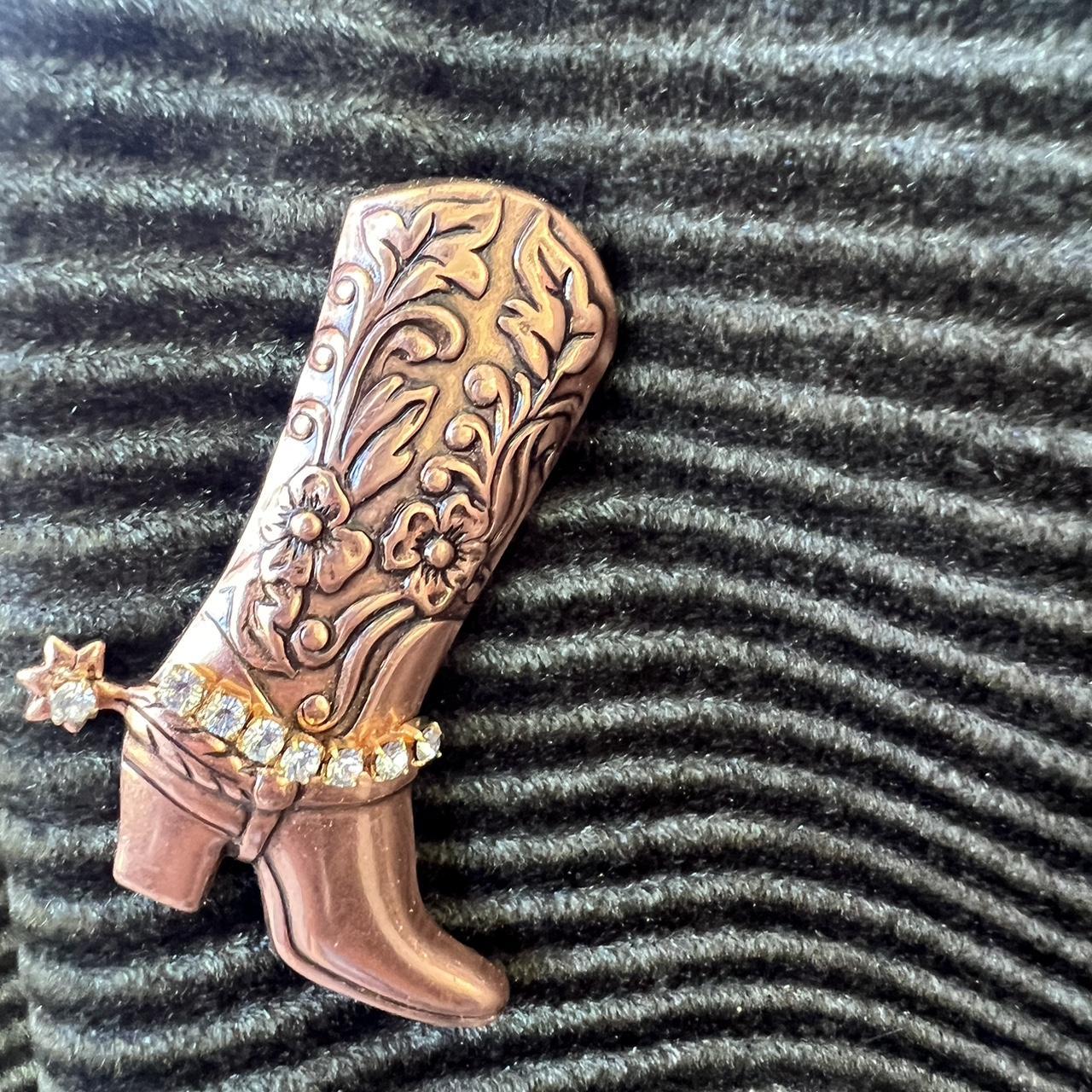 Copper cowboy boots with crystal gem stunning prince... - Depop