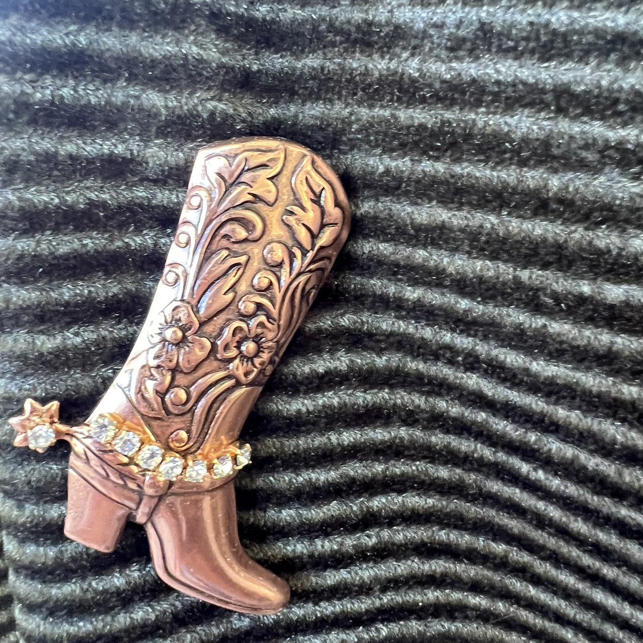 Copper cowboy boots with crystal gem stunning prince... - Depop