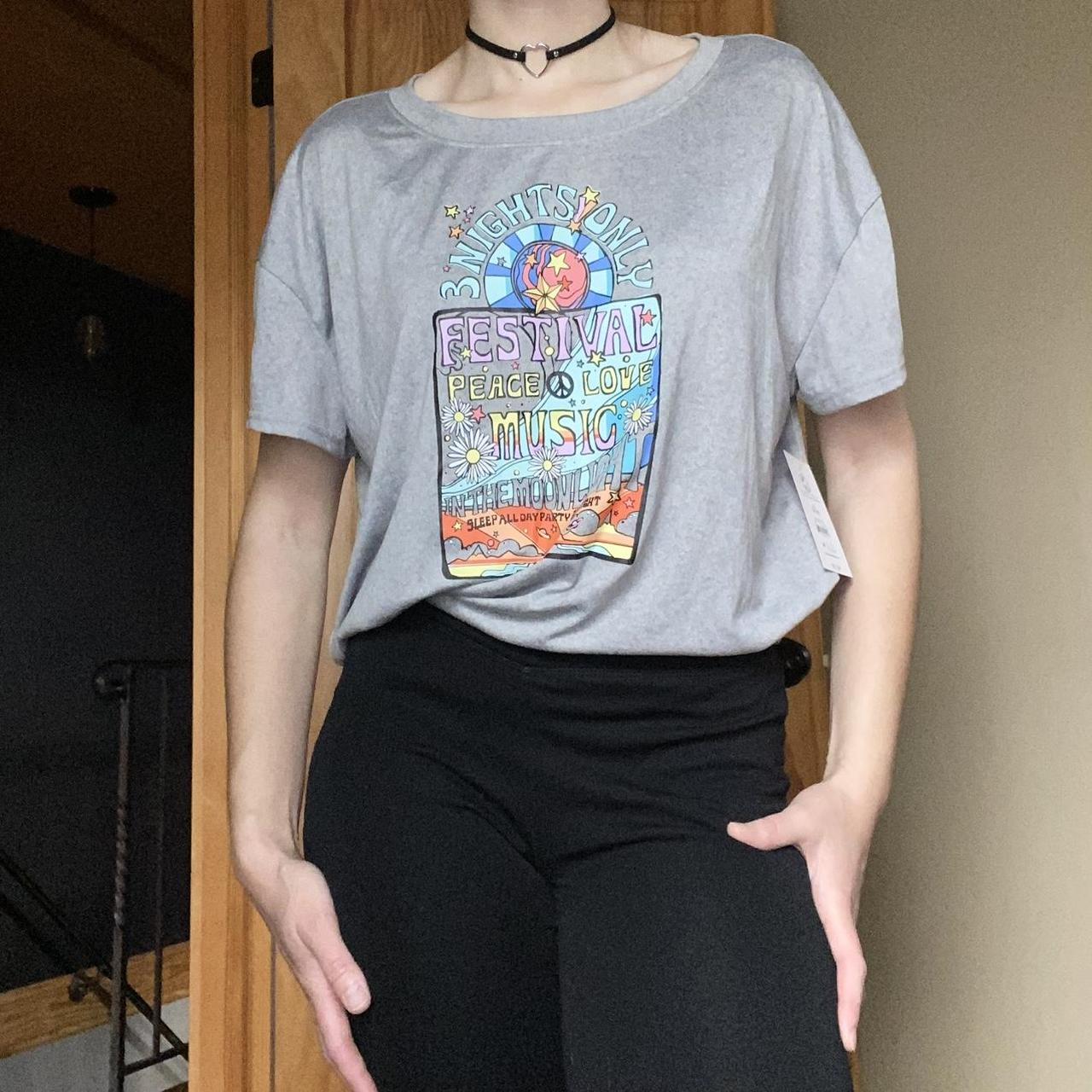 Grey Hippie Peace Love & Music T-shirt Super soft... - Depop