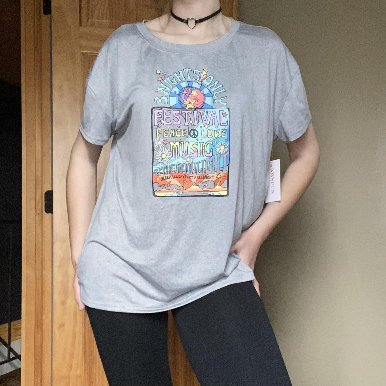 Grey Hippie Peace Love & Music T-shirt Super soft... - Depop